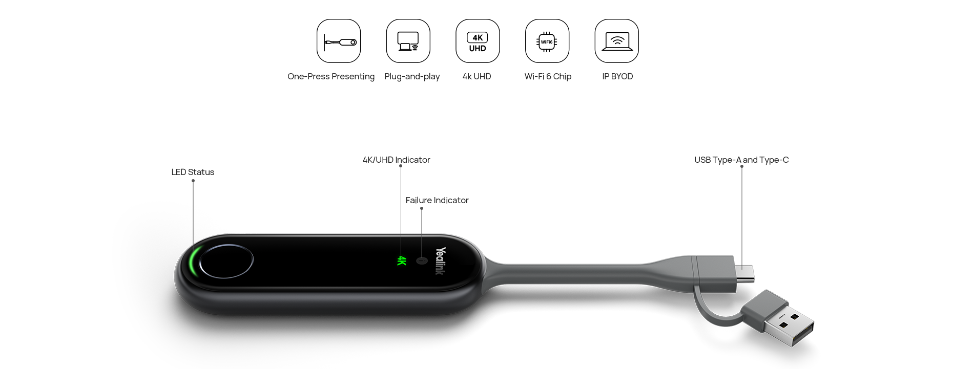 Yealink PA20 Wireless Sharing Pod für kabelloses Teilen von Inhalten ...